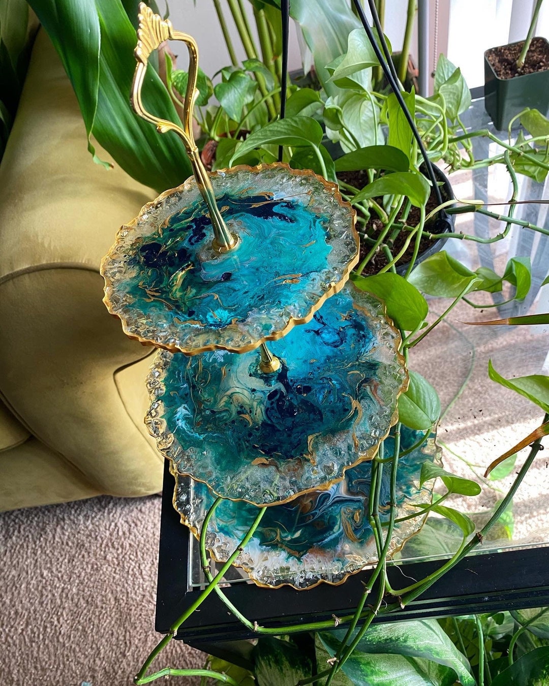 3 Tier Tray/ Cake Stand/ Resin/ Epoxy/decorative Tray/ Art/ Made to ...
