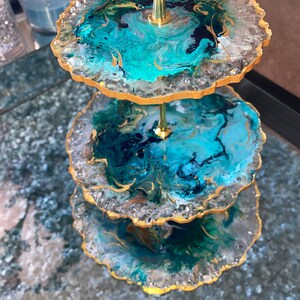 3 Tier Tray/ Cake Stand/ Resin/ Epoxy/decorative Tray/ Art/ Made to ...