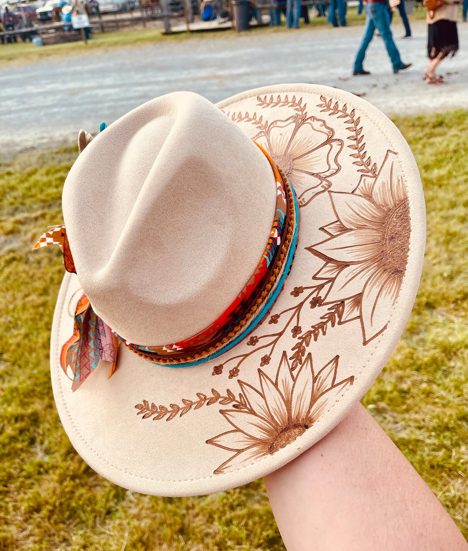 Custom Hand Burned Hat | Hand Burned Wide Brim Hat | Custom Branded Hat ...