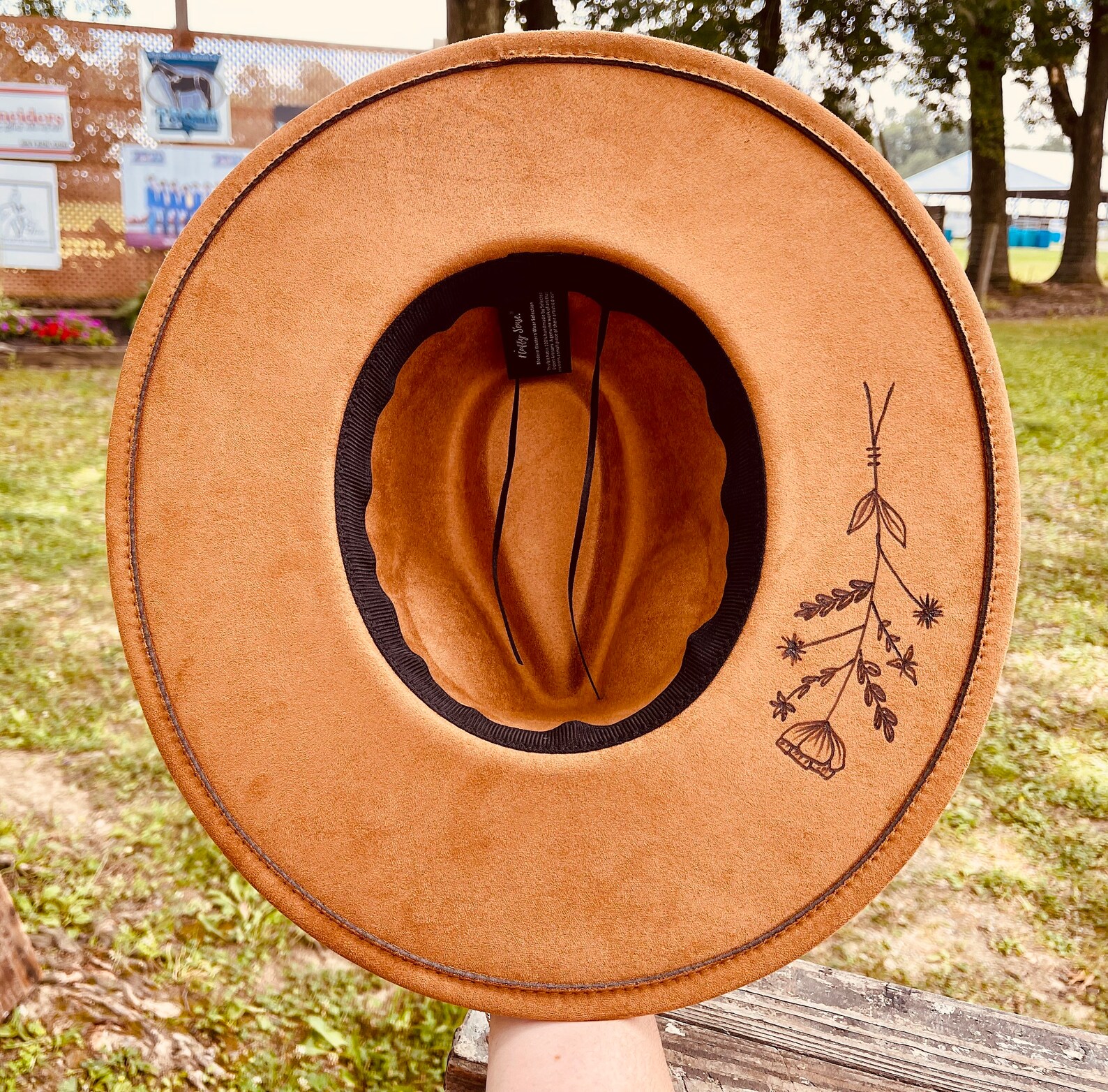 Custom Hand Burned Hat | Hand Burned Wide Brim Hat | Custom Branded Hat ...