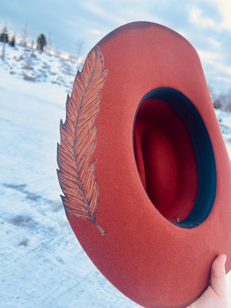 Hand Burned Cowboy Hat | Custom Burned Cowboy Hat | Cattleman Crown Cowboy Hat | Wool Felt ...