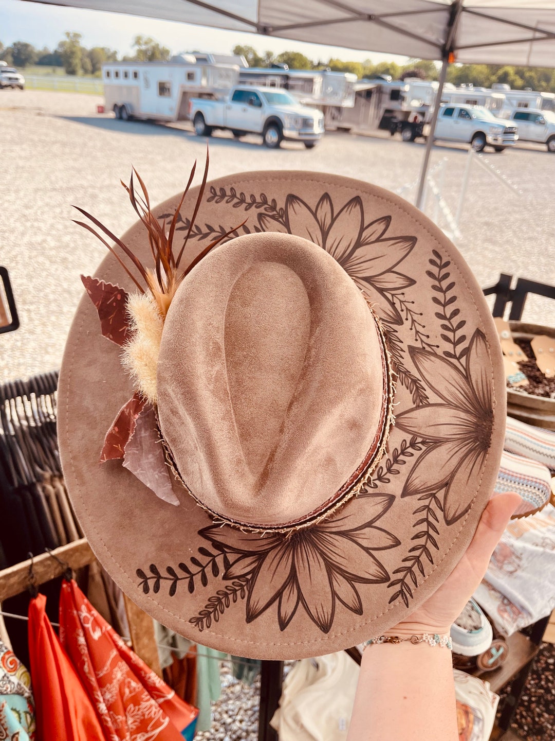 Custom Hand Burned Hat | Hand Burned Wide Brim Hat | Custom Branded Hat ...