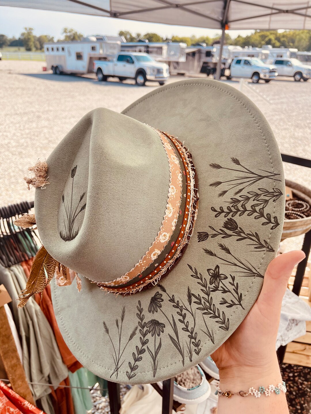 Custom Hand Burned Hat | Hand Burned Wide Brim Hat | Custom Branded Hat ...