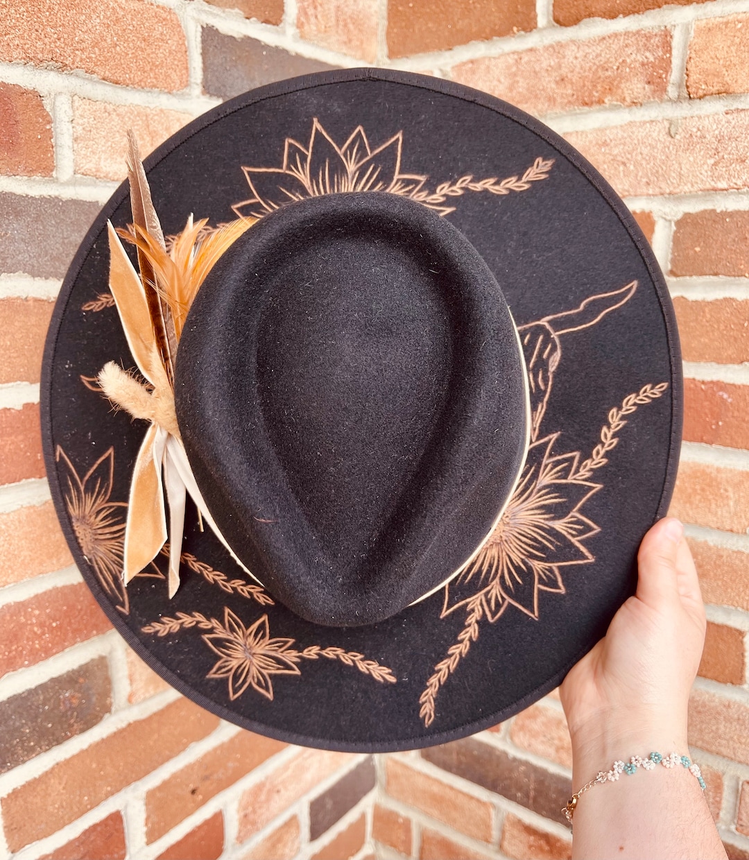 Custom Hand Burned Hat Hand Burned Wide Brim Hat Custom Branded Hat ...