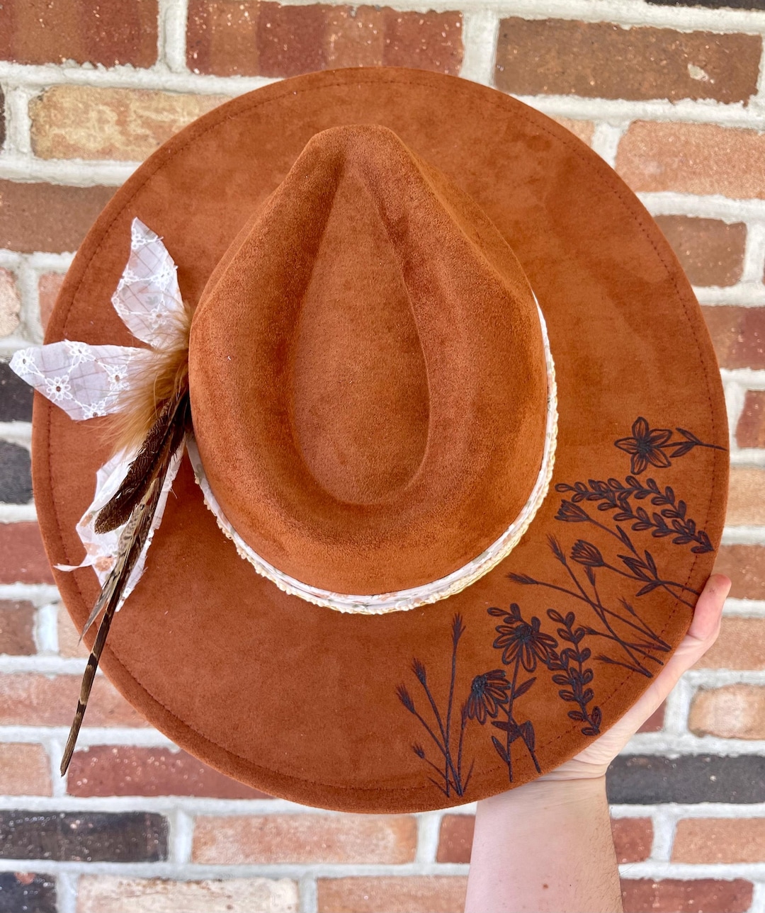 Custom Hand Burned Hat | Hand Burned Wide Brim Hat | Custom Branded Hat ...