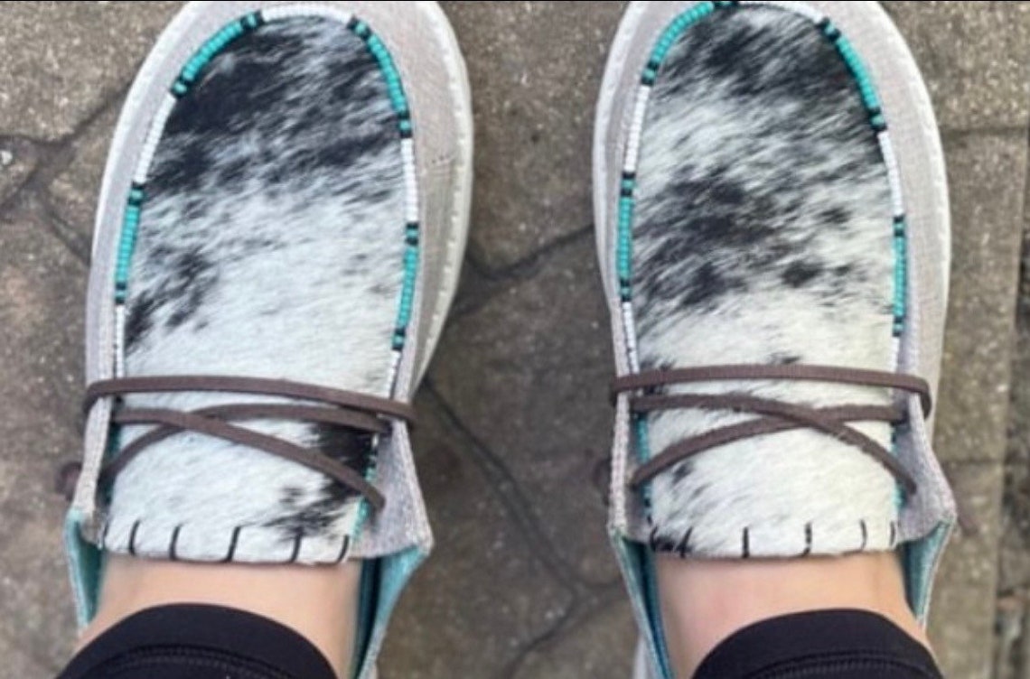 Real Cowhide Beaded Custom Shoes Cowhide Shoes Beaded - Etsy