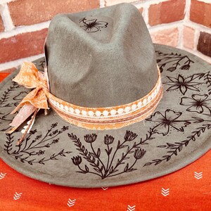 Custom Hand Burned Hat Hand Burned Wide Brim Hat Custom - Etsy