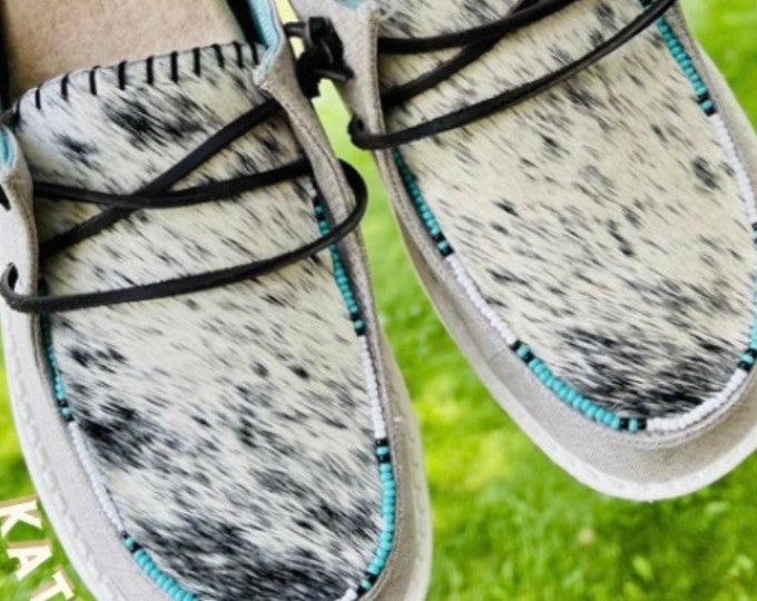 Real Cowhide Beaded Custom Shoes Cowhide Shoes Beaded Shoes - Etsy
