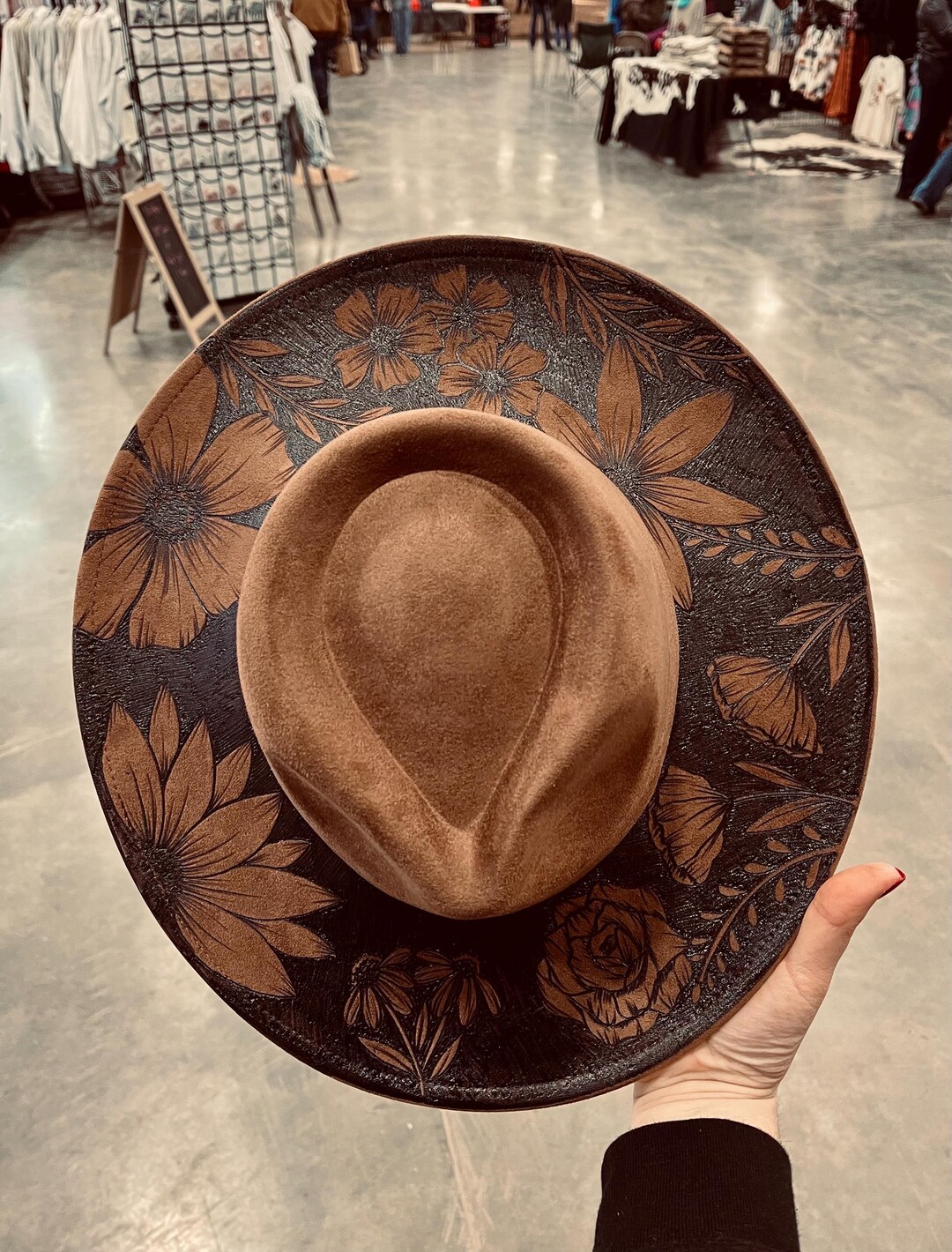 Custom Hand Burned Hat | Hand Burned Wide Brim Hat | Custom Branded Hat ...