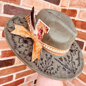 Custom Hand Burned Hat Hand Burned Wide Brim Hat Custom - Etsy