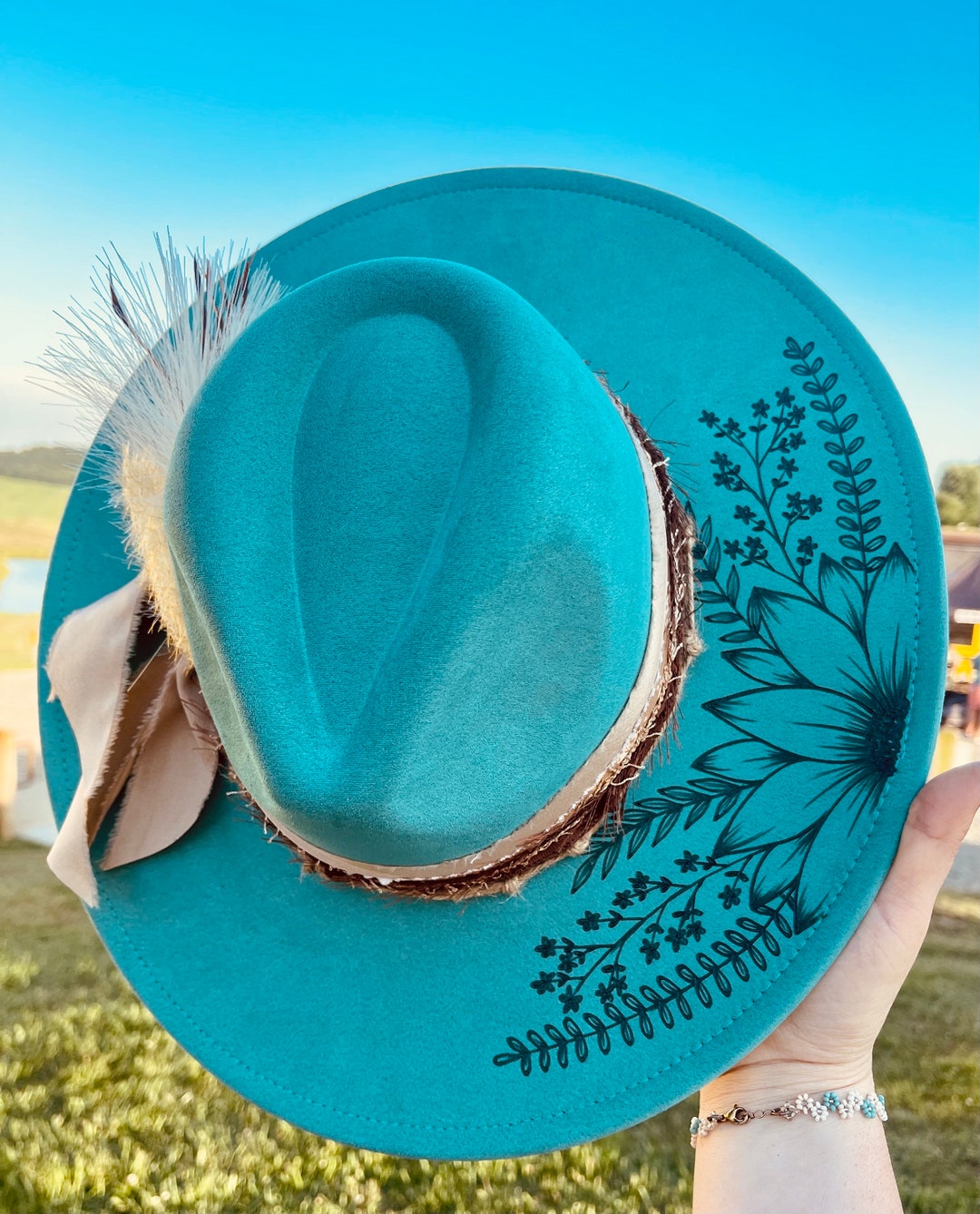 Custom Hand Burned Hat | Hand Burned Wide Brim Hat | Custom Branded Hat ...