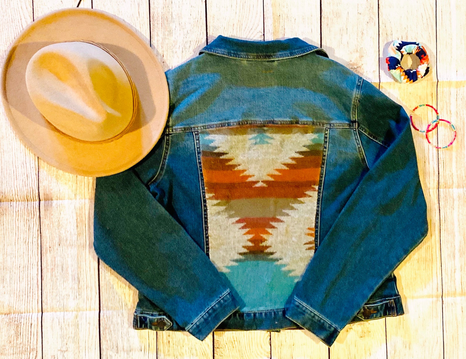 Custom Jean Jacket Aztec Jean Jacket Western Jean Jacket | Etsy