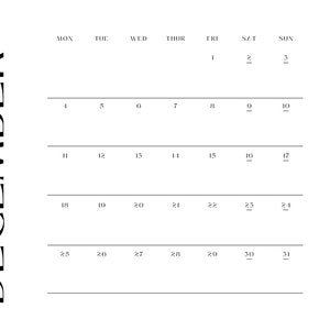 Black and White Minimalistic 2023 Monthly Wall Calendar - Etsy