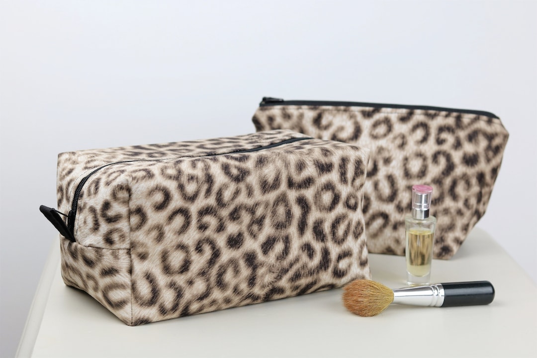 Leopard Cosmetic Bag, Leopard Makeup Bag, Leopard Zipper Bag, Boxy Bag ...