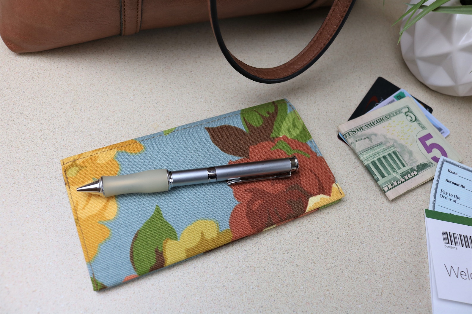Floral Canvas Checkbook Cover, Cute Fabric Checkbook, Money Holder ...