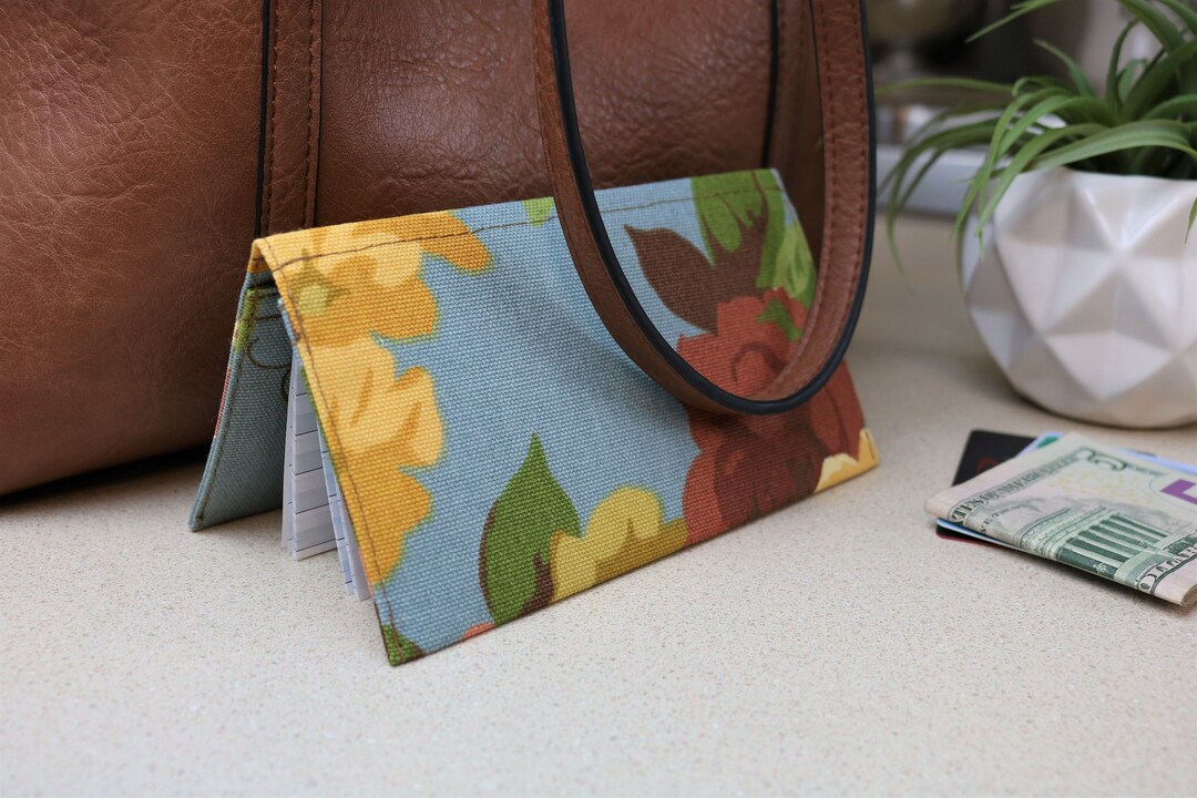 Floral Canvas Checkbook Cover, Cute Fabric Checkbook, Money Holder ...