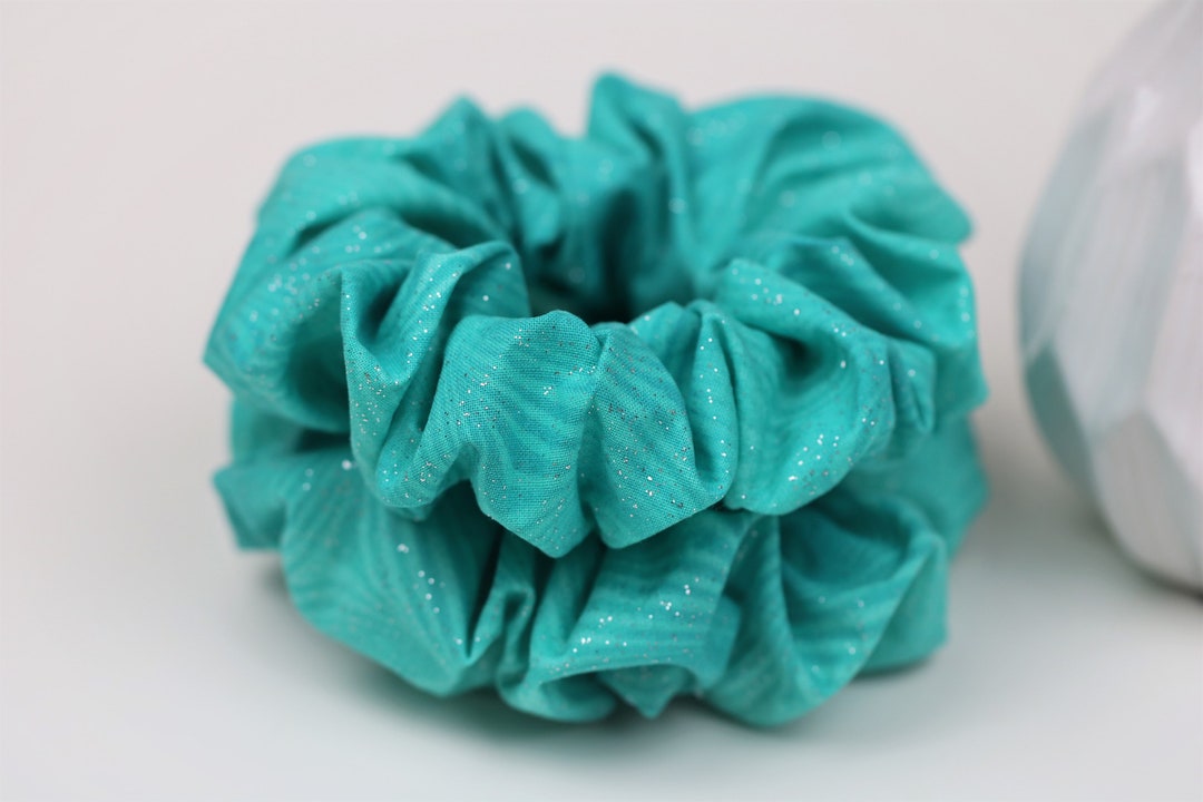 Turquoise Glitter Scrunchie Accesorio De Cabello Azul - Etsy España