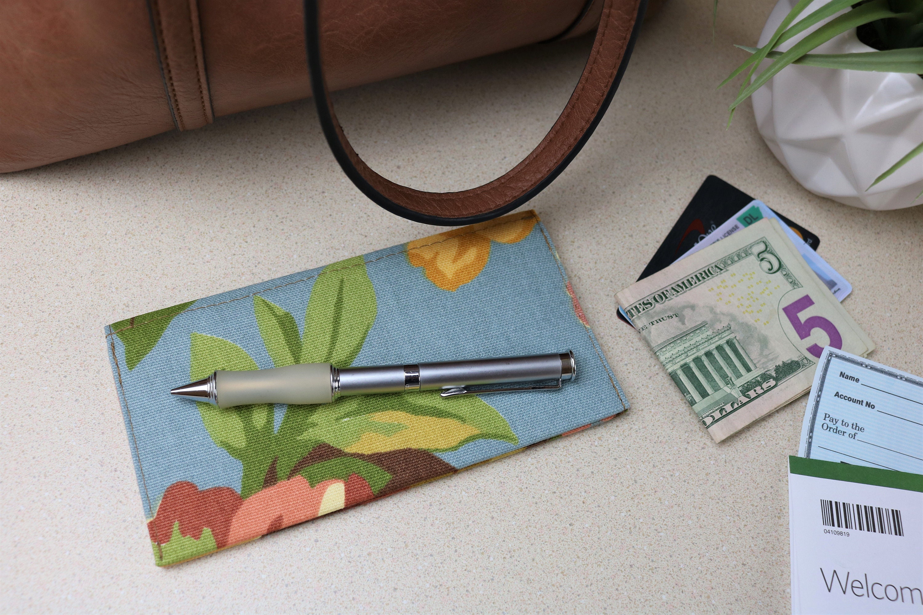 Floral Canvas Checkbook Cover, Cute Fabric Checkbook, Money Holder ...