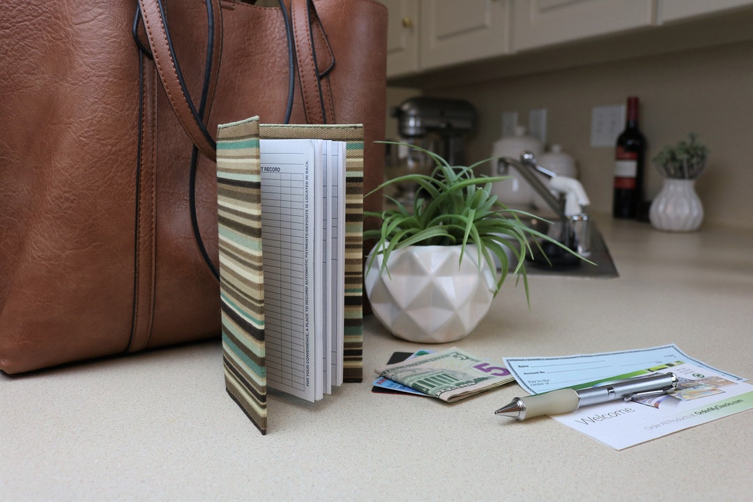 Stripe Canvas Fabric Checbook Cover, Minimalist Wallet, Womens Purse ...