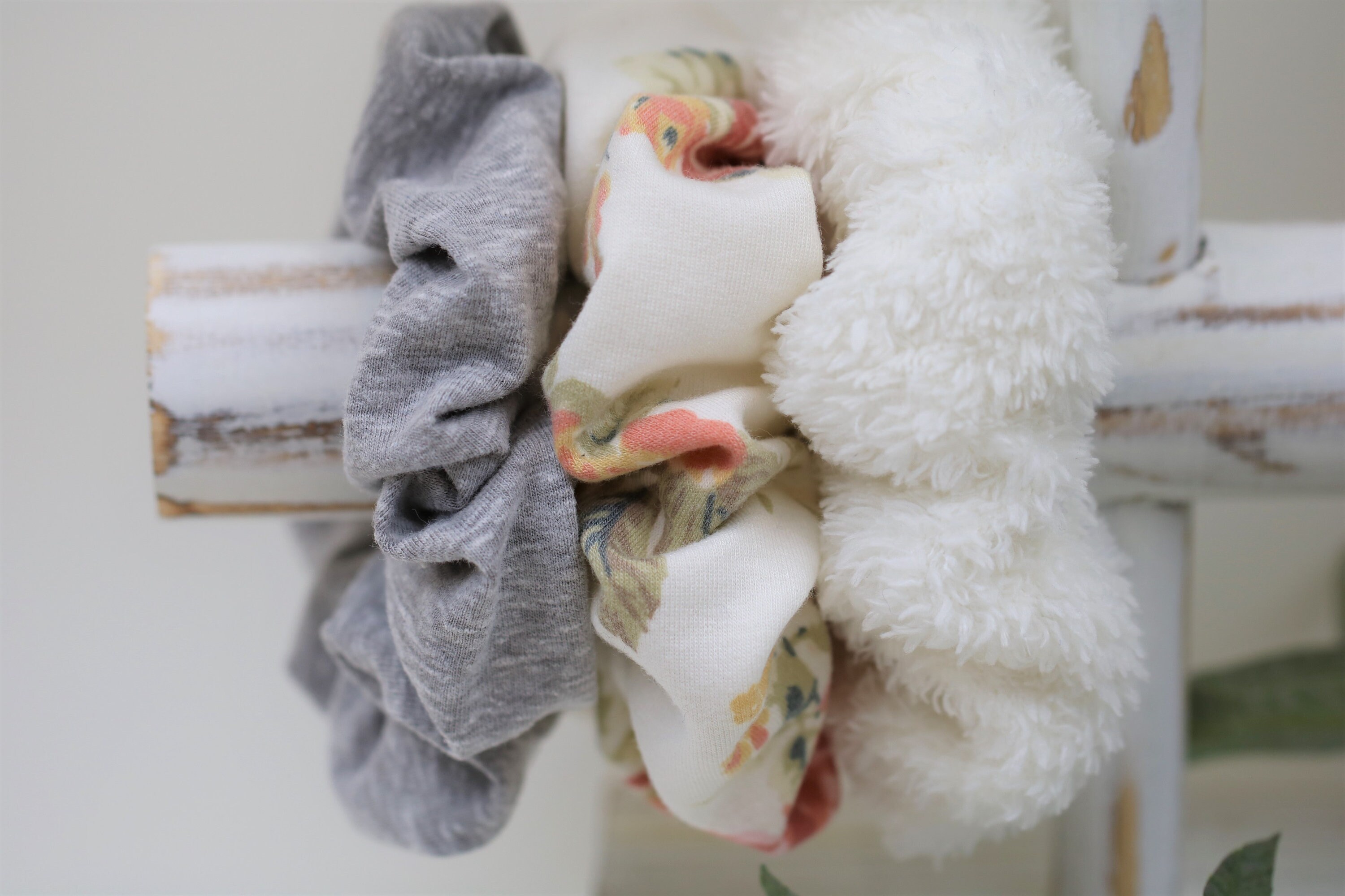 Floral Scrunchie, French Terry Scrunchie, Gray Hair Scrunchie, Hair ...