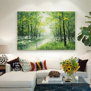 Large Abstract Forest Painting Spring Landscape Abstract Painting Green ...