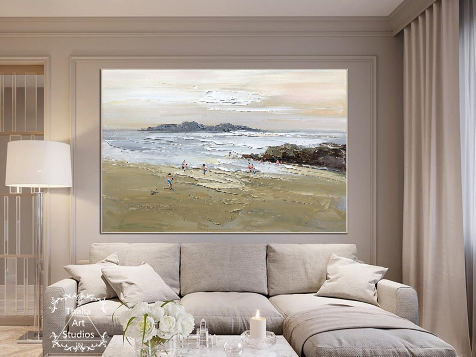 Large Ocean Abstract Painting Beach Painting Original Large - Etsy