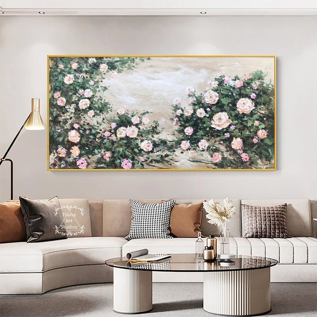 Large Rose Painting on Canvas Pink Rose Art 3D Textured Flower - Etsy