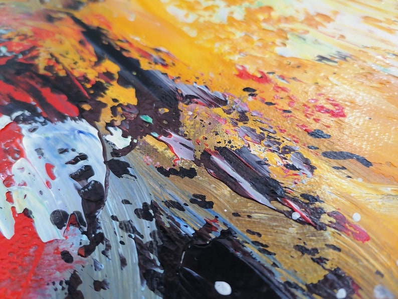 Large Red Abstract Painting Yellow and Orange Abstract Texture - Etsy