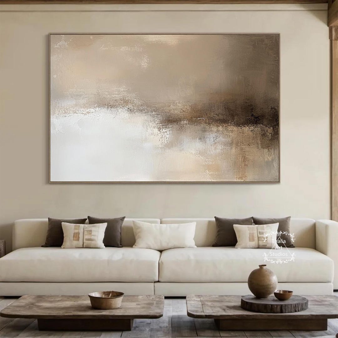 Brown Wabi-sabi Art Large Beige Minimalist Abstract Art Modern Textured ...
