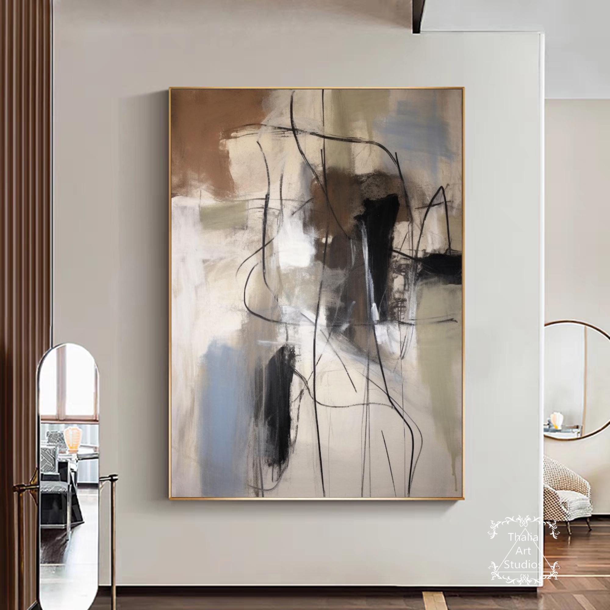 Abstract Brown Textured Canvas Painting Large Brown Abstract Wall Art ...