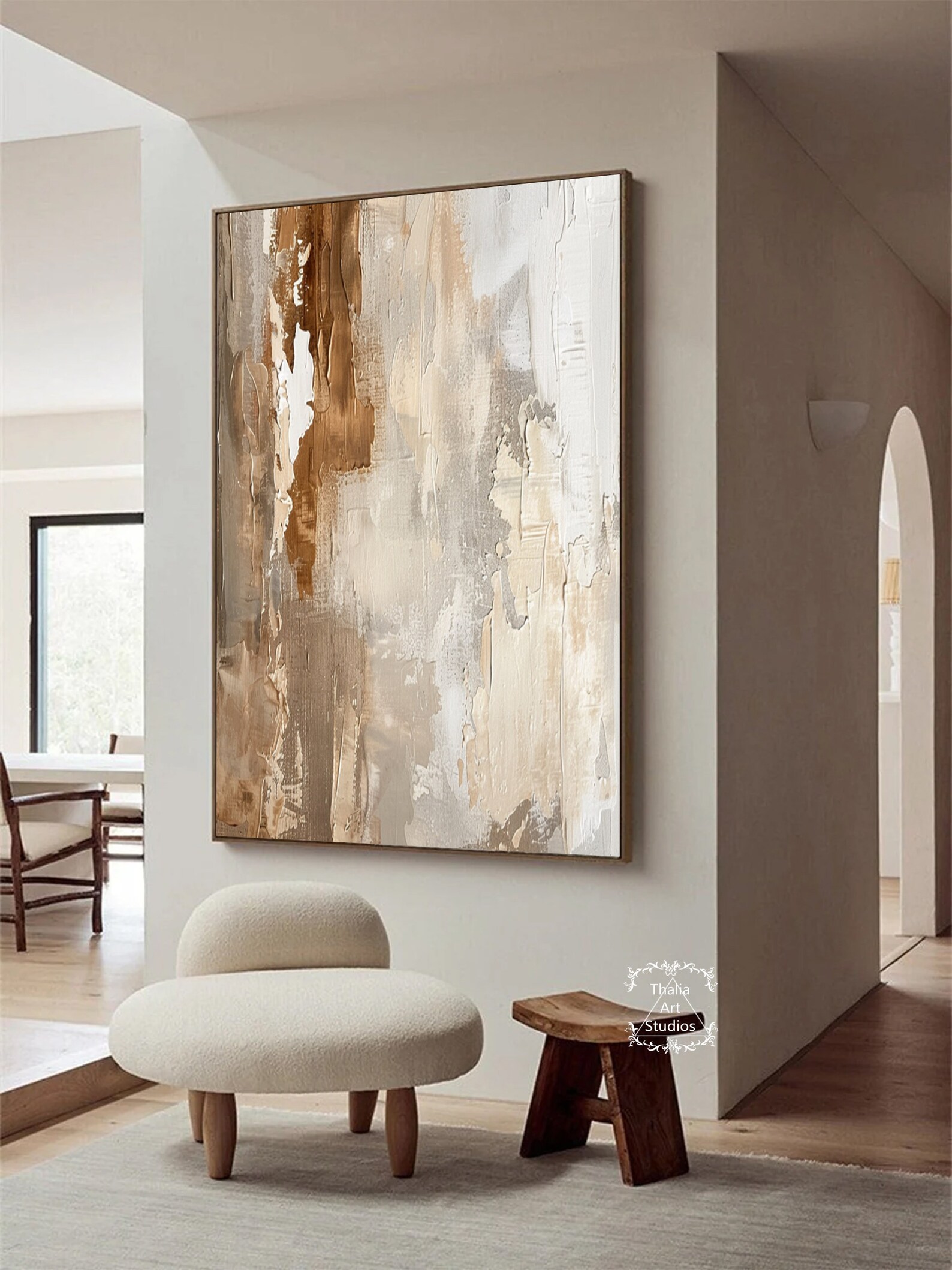 Large Brown and Beige Abstract Painting Brown Minimalist Abstract ...