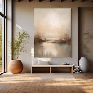 Brown Landscape Abstract Painting Large Minimalist Landscape Art Retro ...