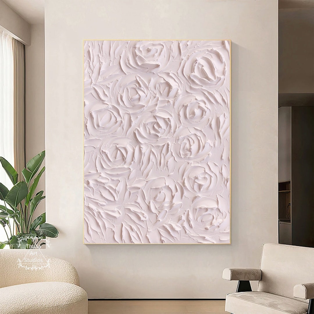 Pink Abstract Texture Painting Large Pink Texture Wall Art Pink Flower ...
