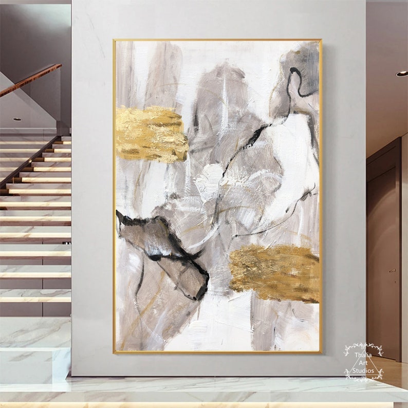 Large Beige Abstract Painting White Minimalist Abstract Art - Etsy