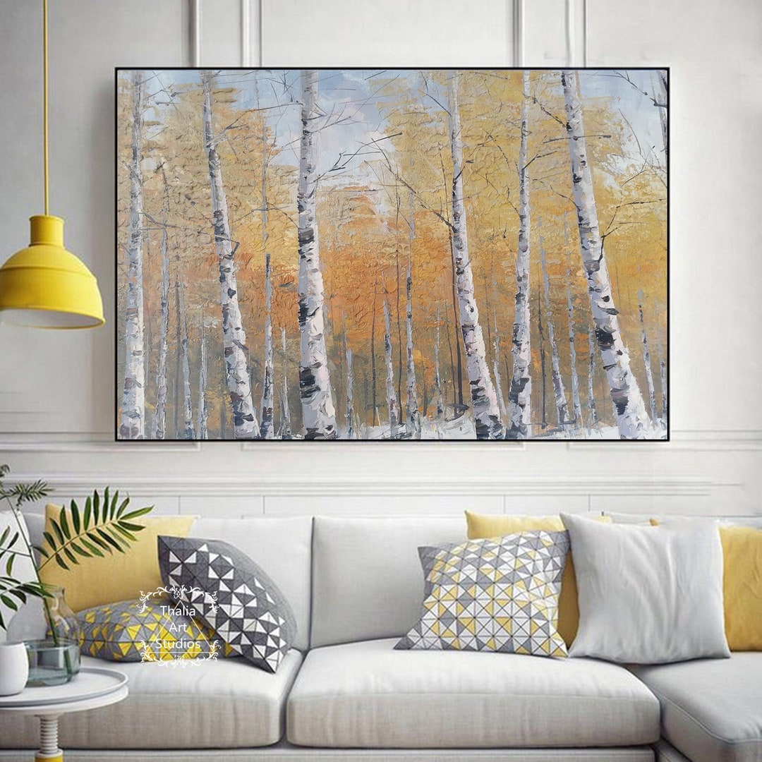 Large Birch Tree Abstract Painting Birch Forest Landscape - Etsy