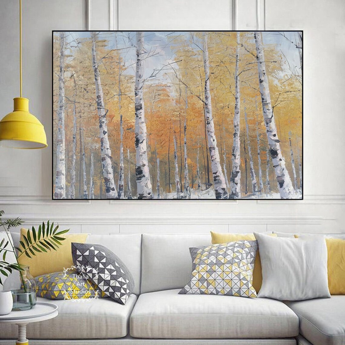 Large Birch Tree Abstract Painting Birch Forest Landscape - Etsy