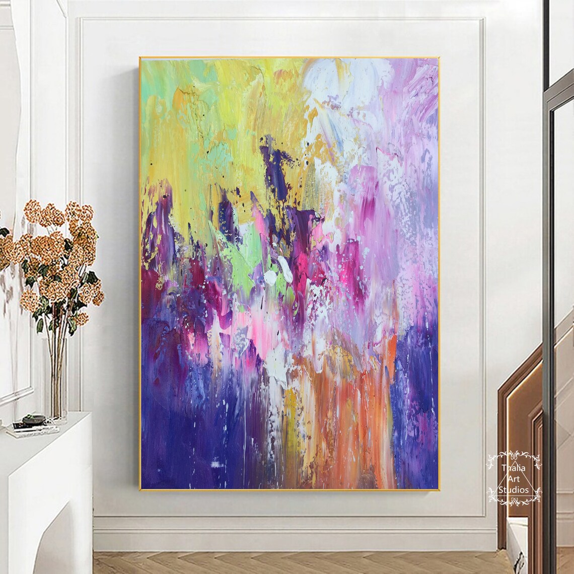 Large Abstract Wall Art Colorful Abstract Painting Purple - Etsy