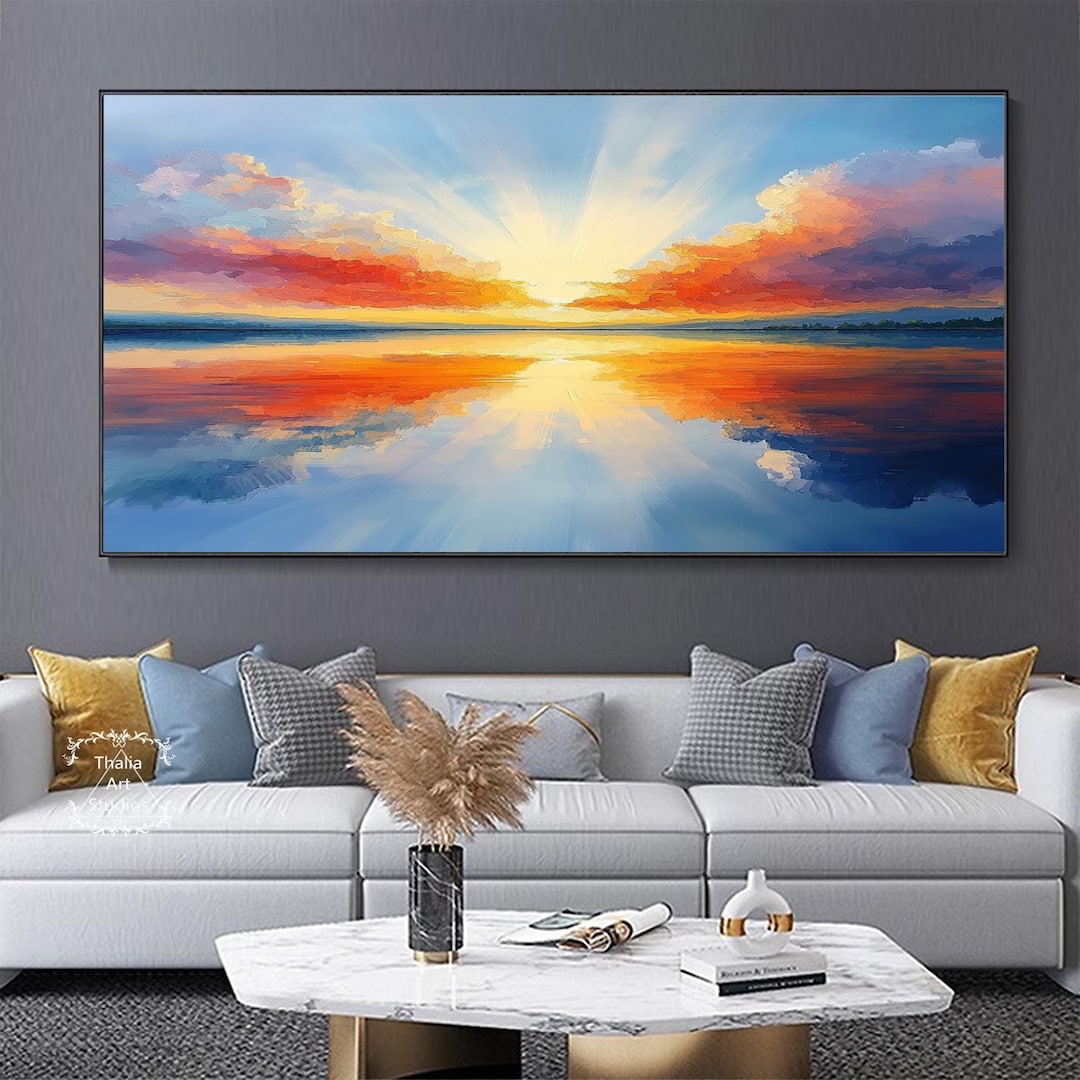 Bright Colorful Sky Painting Original Seascape Lantdscape Painting Sea ...
