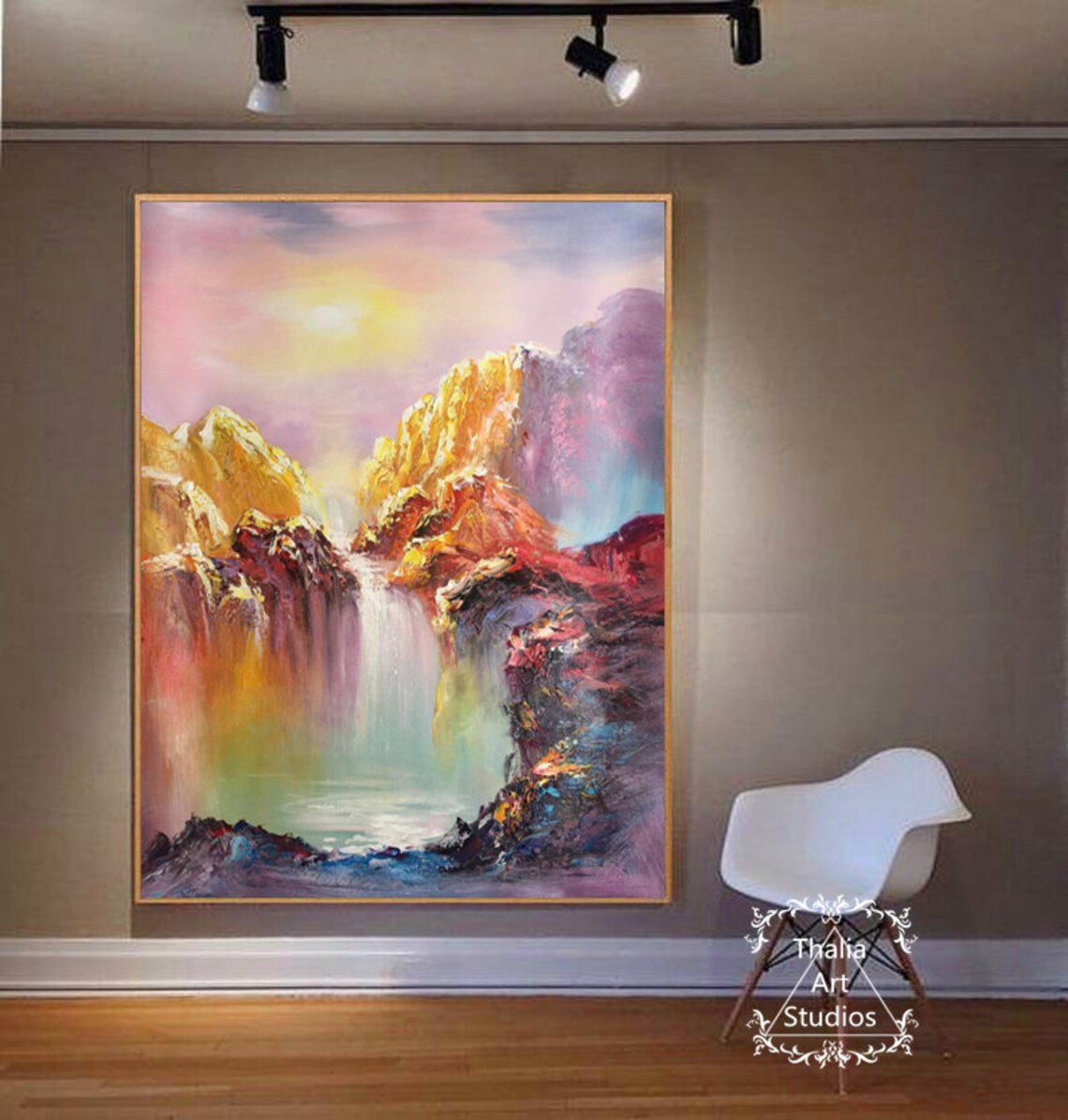 Original waterfall landscape painting large-scale abstract | Etsy
