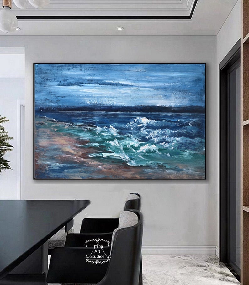 Large Sea Abstract Painting Ocean Waves Abstract Blue Ocean - Etsy