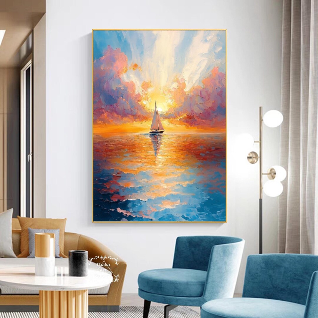Colorful Sky Texture Painting Nautical Landscape Painting Sunrise ...