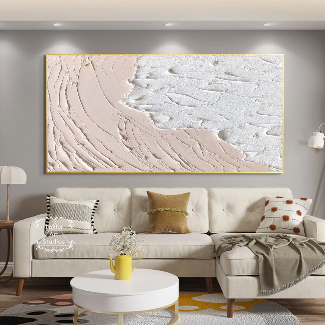 3D Texture Abstract Painting White Abstract Texture Wall Art Pink ...
