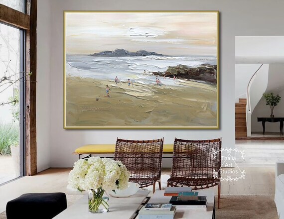 Large Ocean Abstract Painting Beach Painting Original Large - Etsy