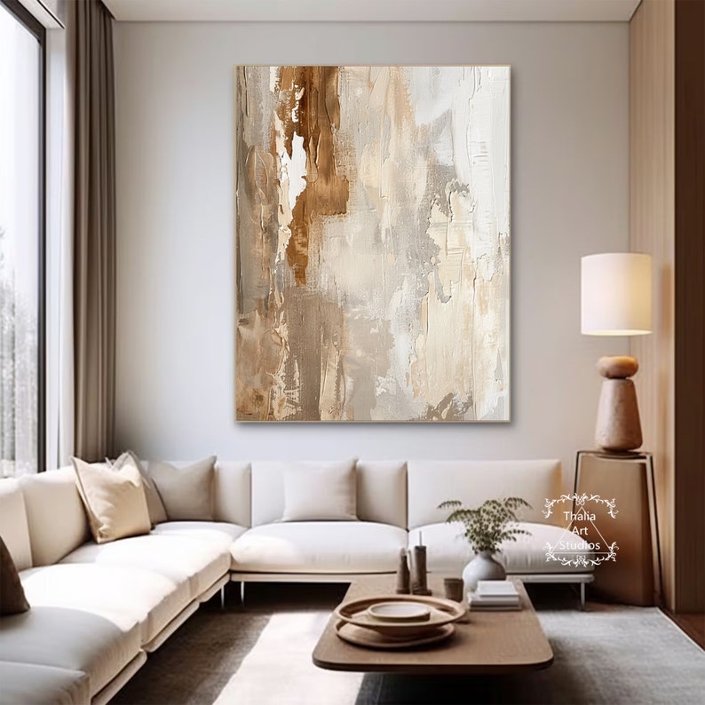 Large Brown and Beige Abstract Painting Brown Minimalist Abstract ...