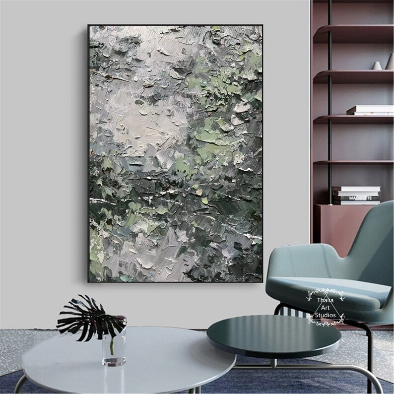 Dark Green Abstract Painting Large Abstract Texture Painting - Etsy