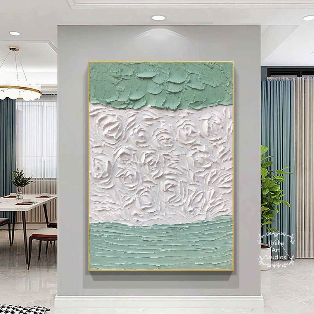 Large White Textured Abstract Painting Flower Textured Abstract ...