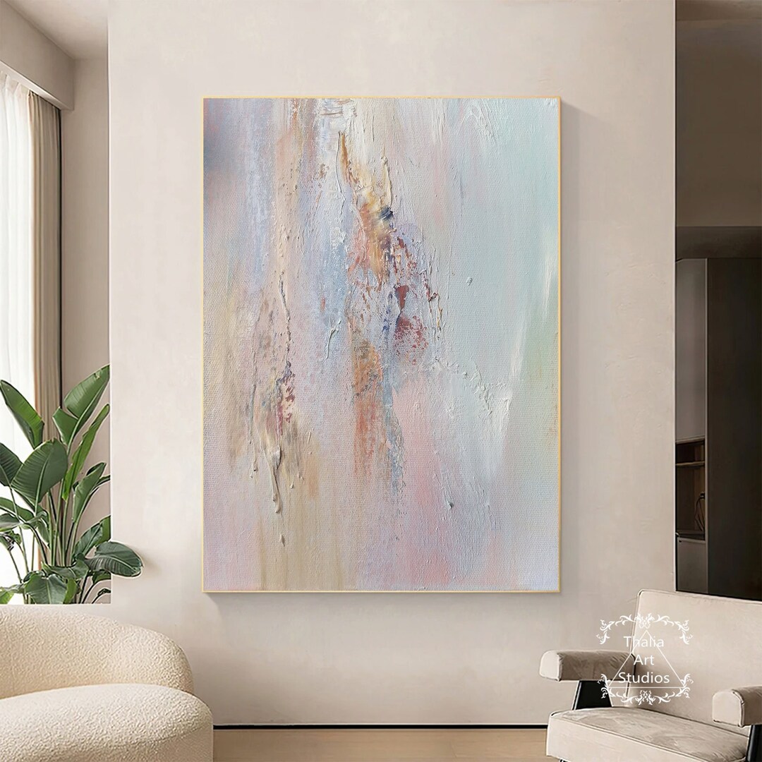 Large Minimalist Abstract Painting Light Color Abstract Art Green ...