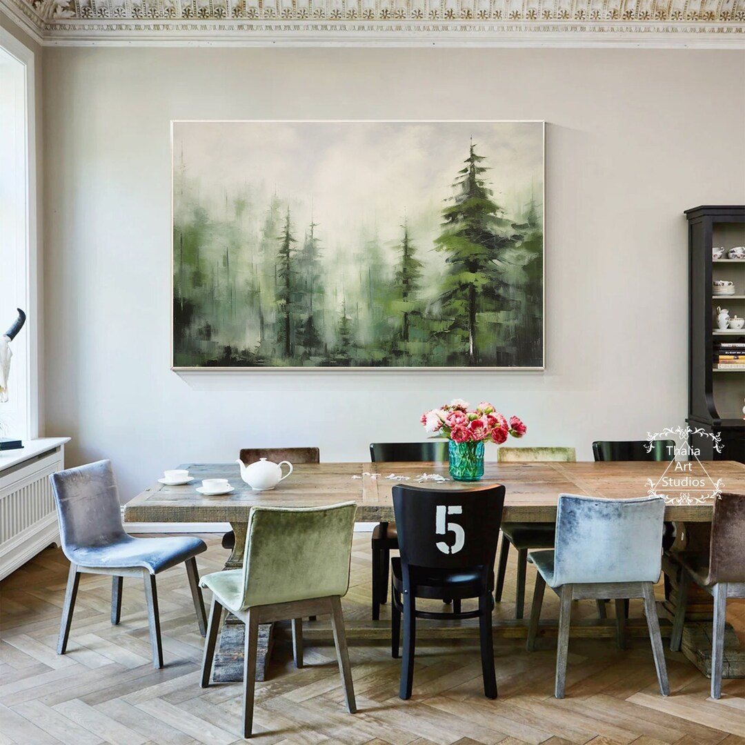 Abstract Green Forest Landscape Texture Painting Large Abstract Botanical Painting Green Texture ...