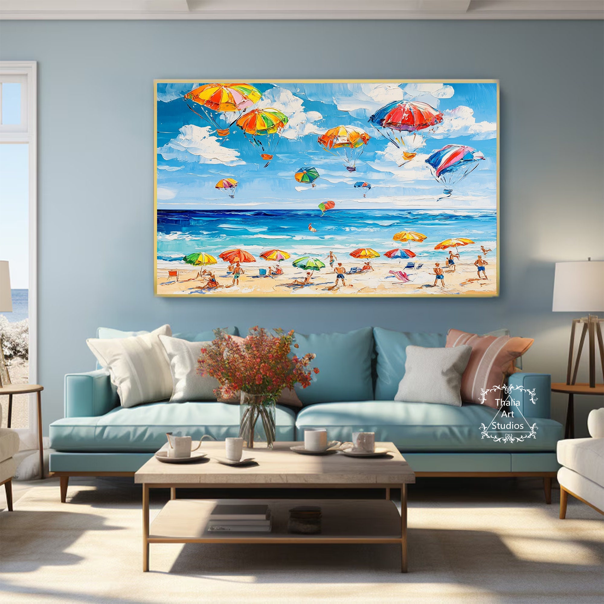 Large Abstract Beach Texture Painting Hand Painted Summer Beach ...
