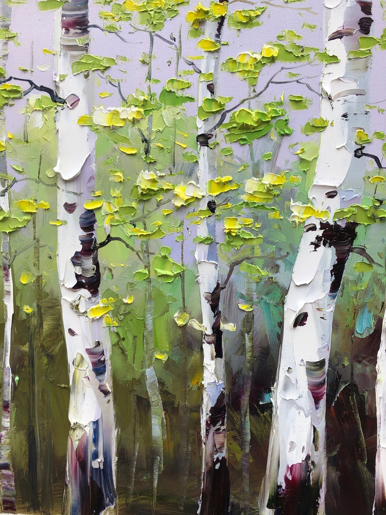 Large Birch Tree Painting Hand Painted Birch Tree Landscape - Etsy